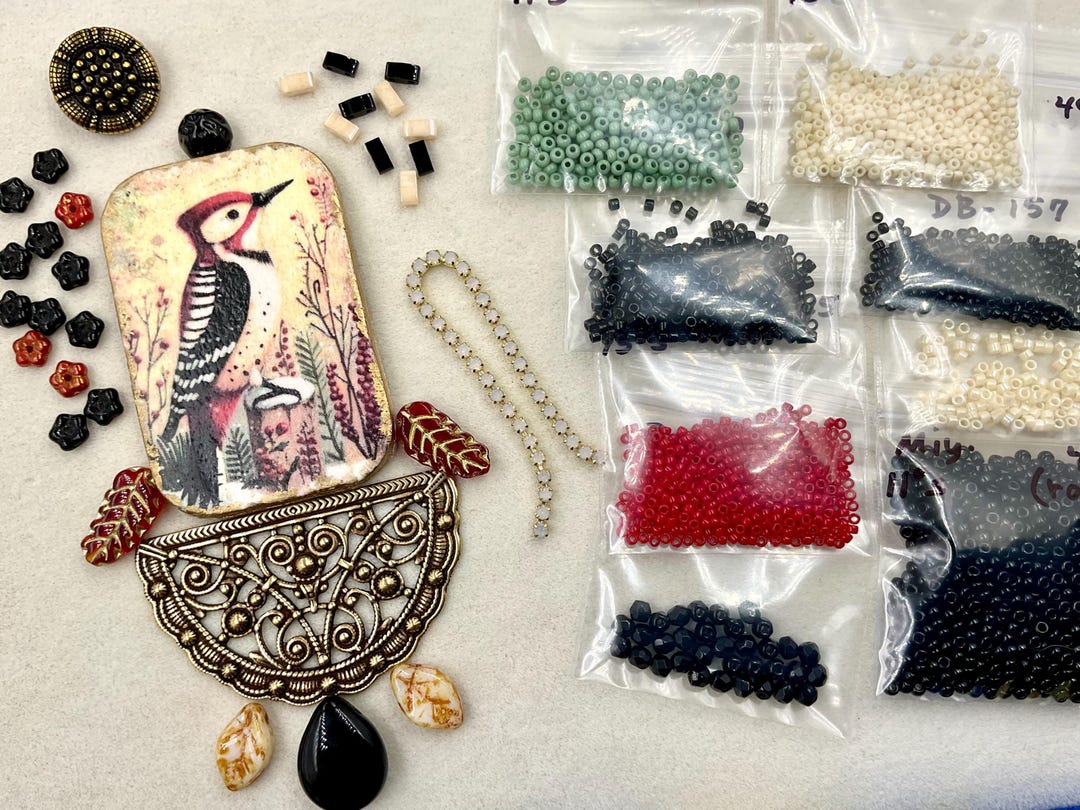 Peaceful Pendant Bead Embroidery Kit, Beadwork Projects, Artisan ...