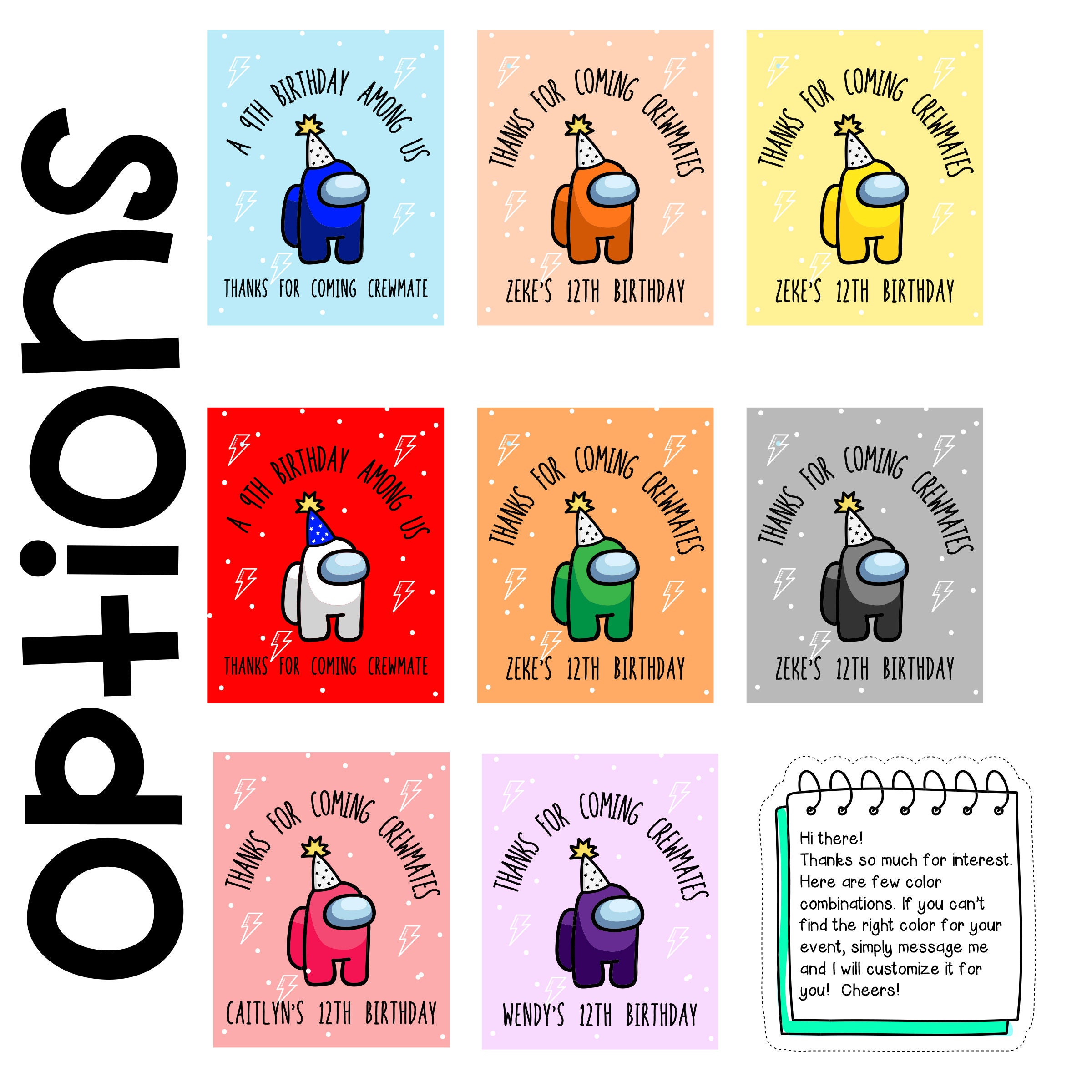 Among Us Favor Tag Party Tag Sticker Video Game | Etsy