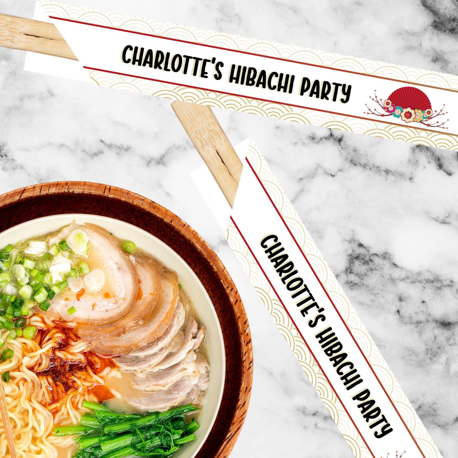 Personalized Chopstick Hibachi Party Teppanyaki Kbbq Asian Theme Red ...