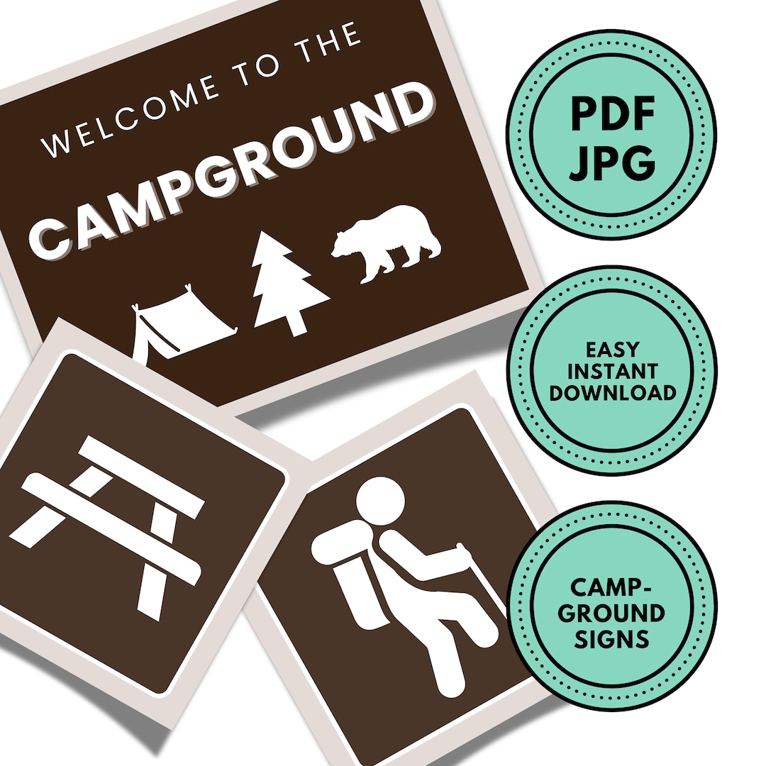 Camp Theme Signs Campground Sings Party Printables National Park, Party ...