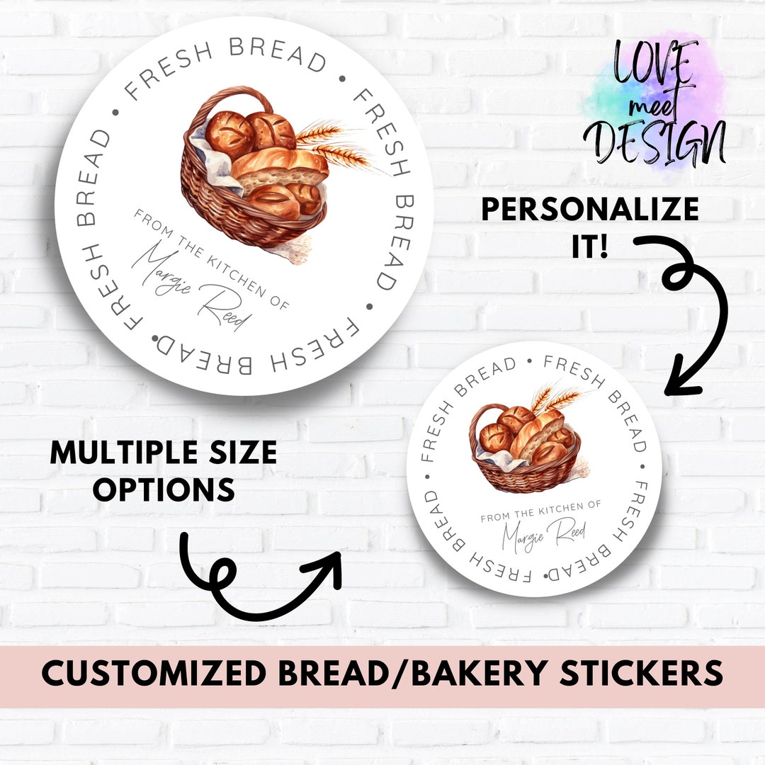 Custom Bread Baked Goods Labels Custom Stickers Made With Love Bakery ...
