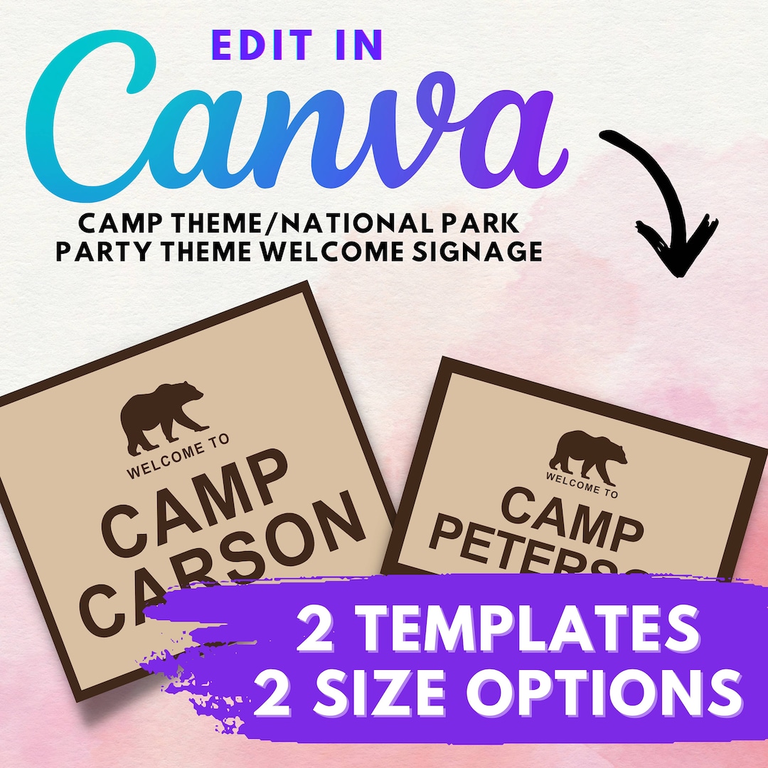 National Park, Camp Theme, Party, Instant Printable, Editable Signage ...