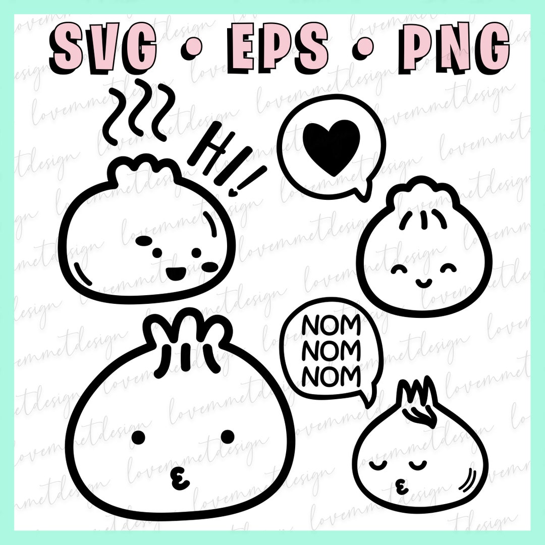 Cute Dumpling Dim Sum Mandoo Bao SVG Bundle Pack Clipart Digital File ...