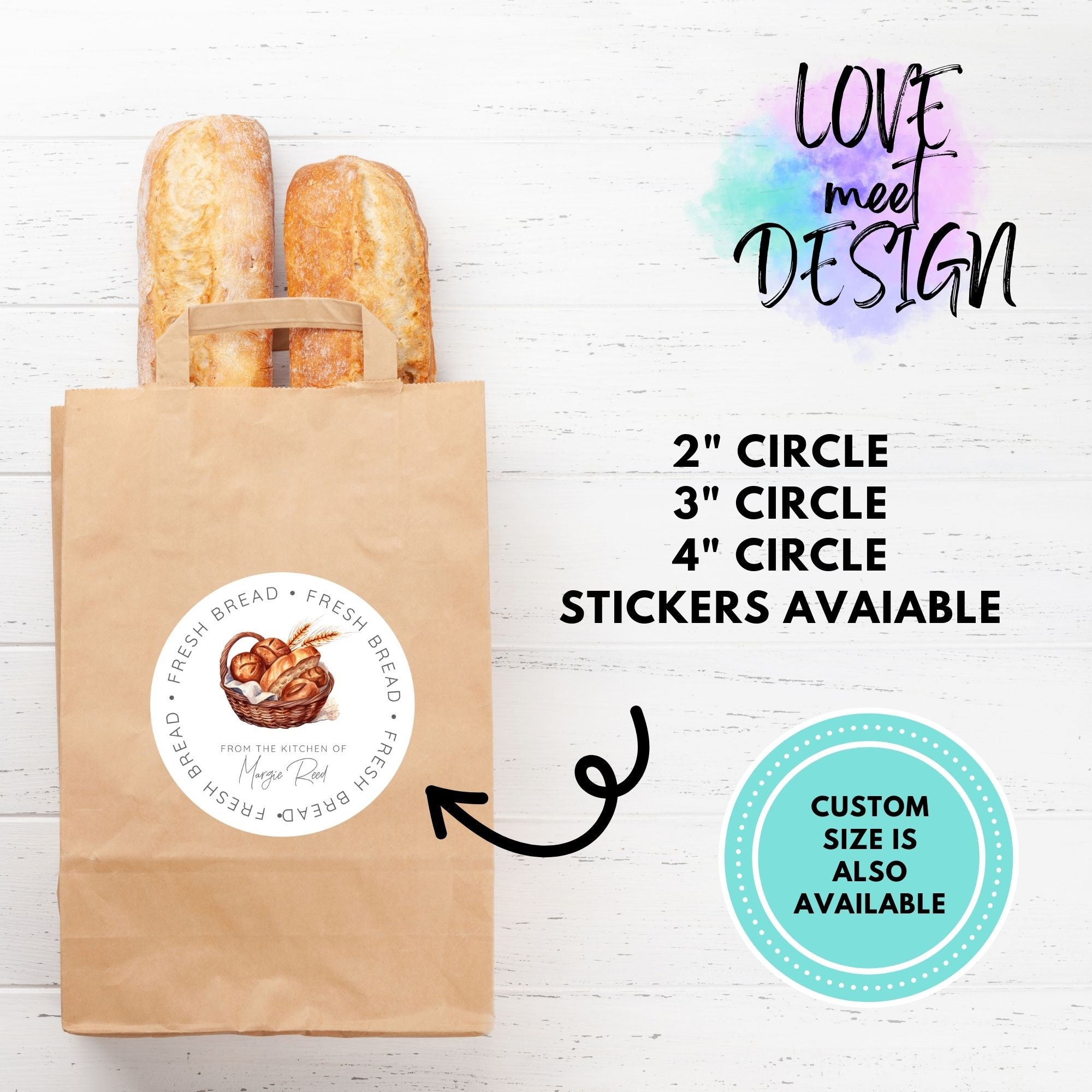Custom Bread Baked Goods Labels Custom Stickers Made With Love Bakery ...