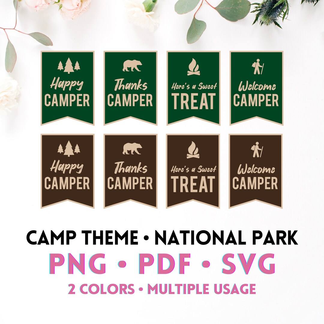 Happy Camper National Park Camp Theme Party | Instant Printable | Label ...