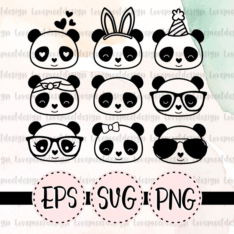 Panda Cute Kawaii Panda SVG Clipart Digital File Cricut | Etsy