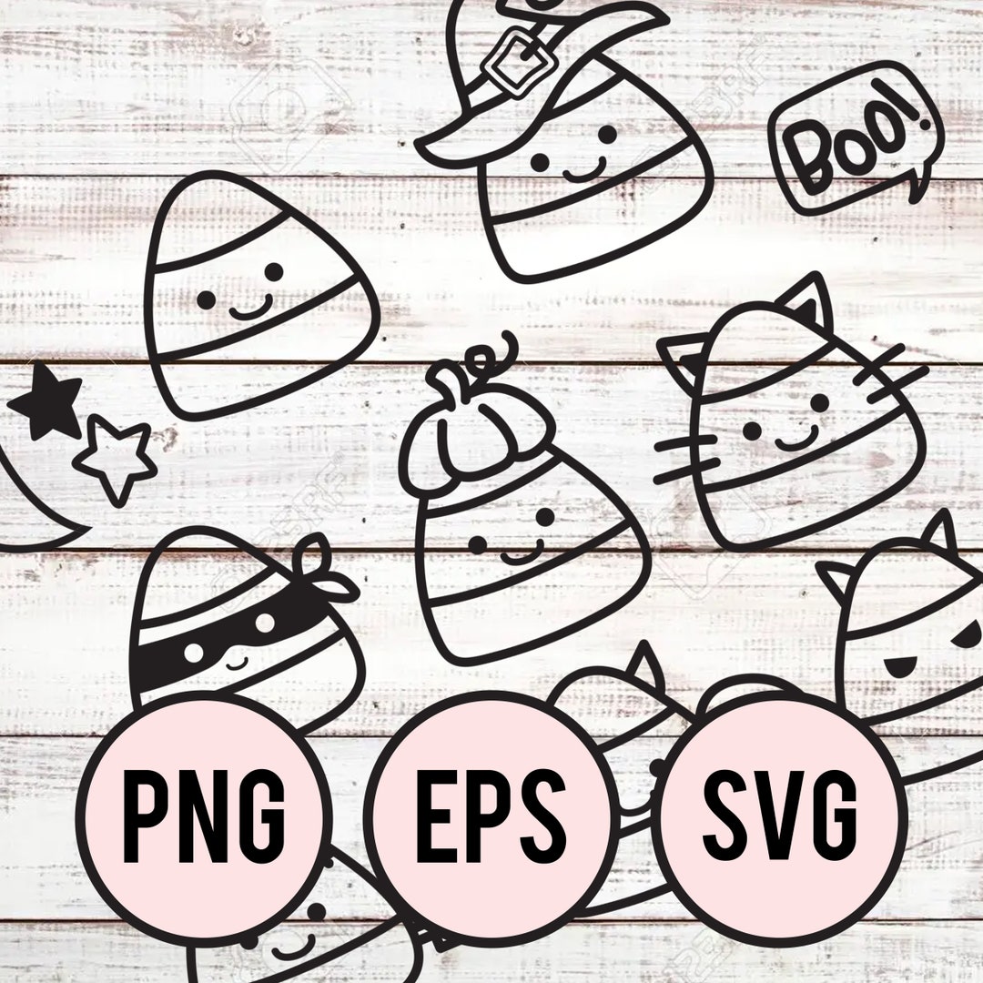 Spooky Candy Corn - Cute - Kawaii Candy Corn Digital Clipart Halloween ...