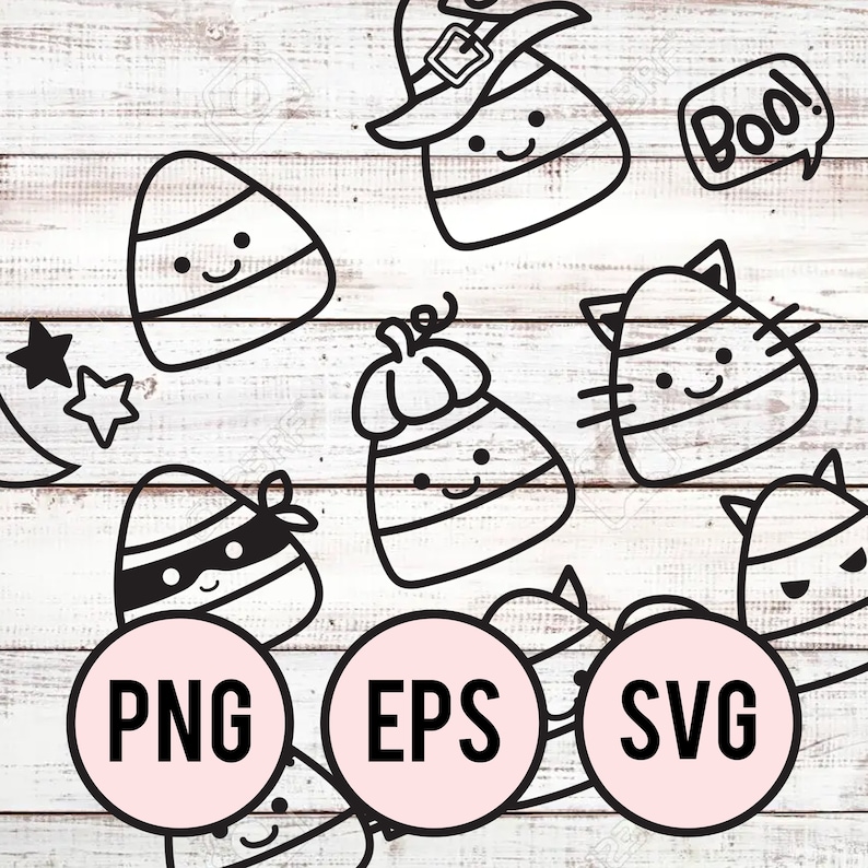 Spooky Candy Corn - Cute - Kawaii Candy Corn Digital Clipart Halloween ...