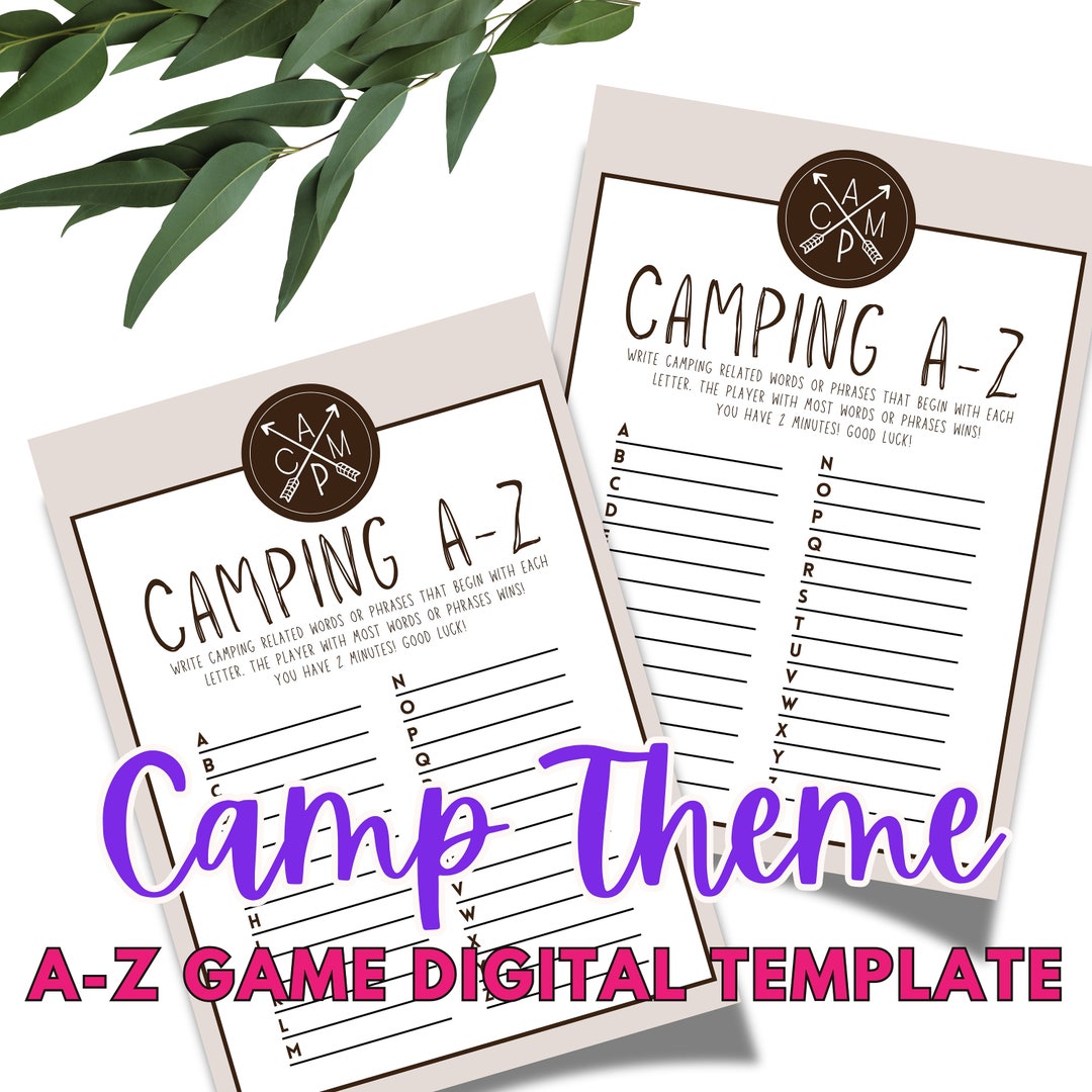 A-Z Printable Game Camping Theme Park Theme Printable Activity Birthday ...