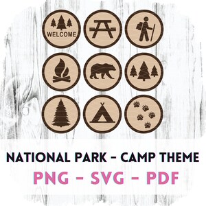 National Park Camp Theme Party Instant Printable Label Digital Download ...