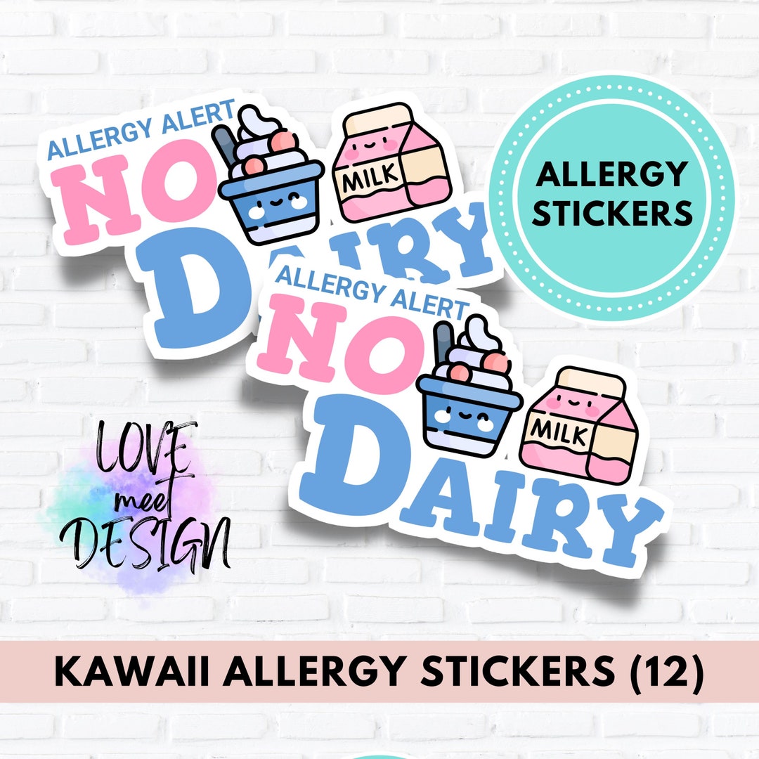 No Dairy Food Allergy Sticker Labels No Dairy Water Bottle Stickers ...