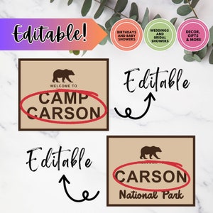 National Park, Camp Theme, Party, Instant Printable, Editable Signage ...