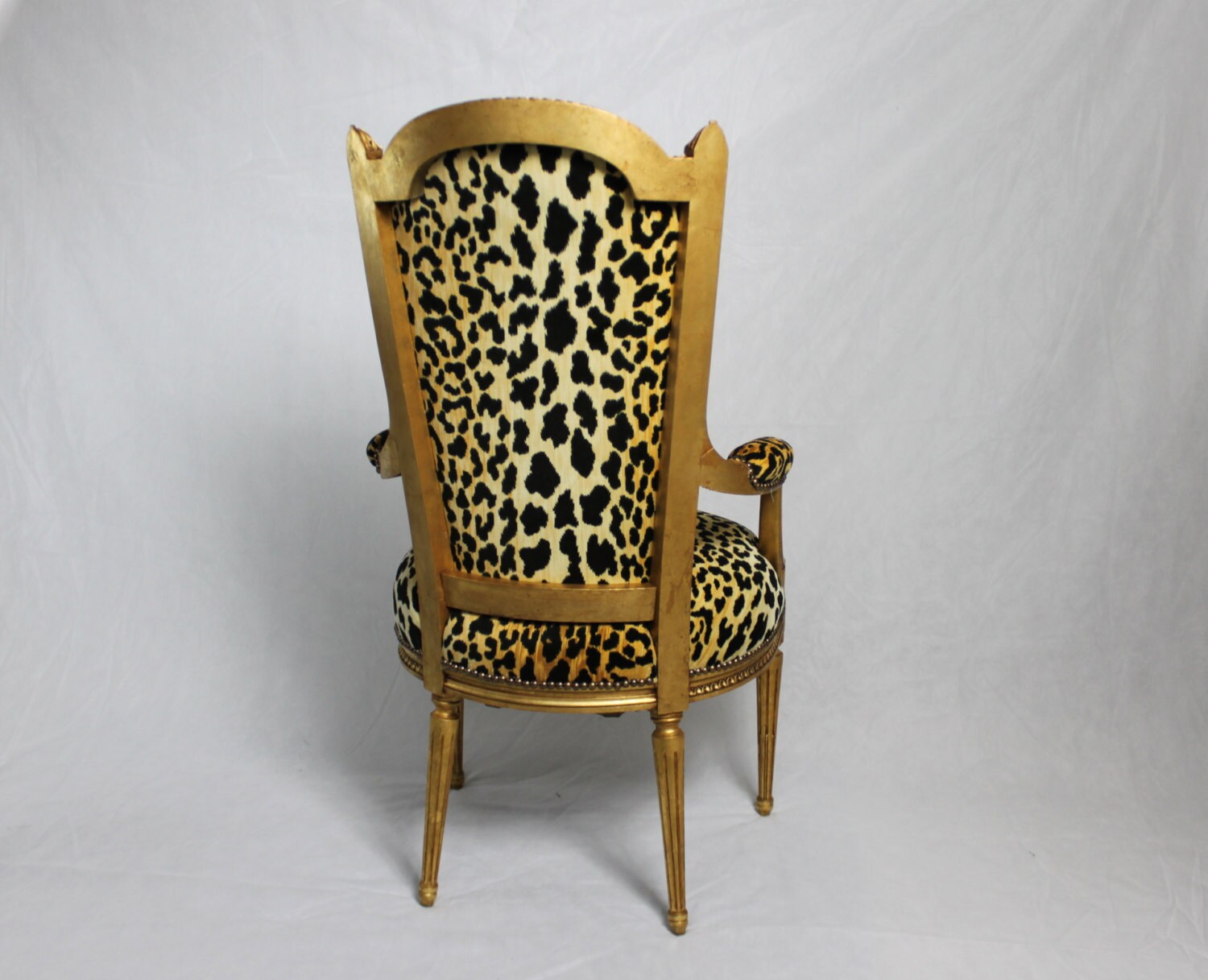 SOLD- Gold Leaf Aged Finish Golden Leopard Velvet Finish Gilt Wood ...