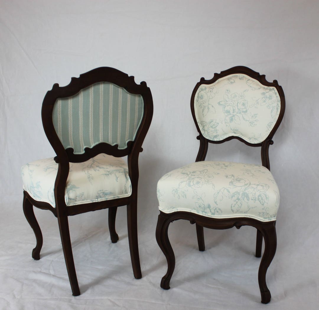 Sold- 2 Antique Balloon Back French Victorian Chairs and Bench - Etsy