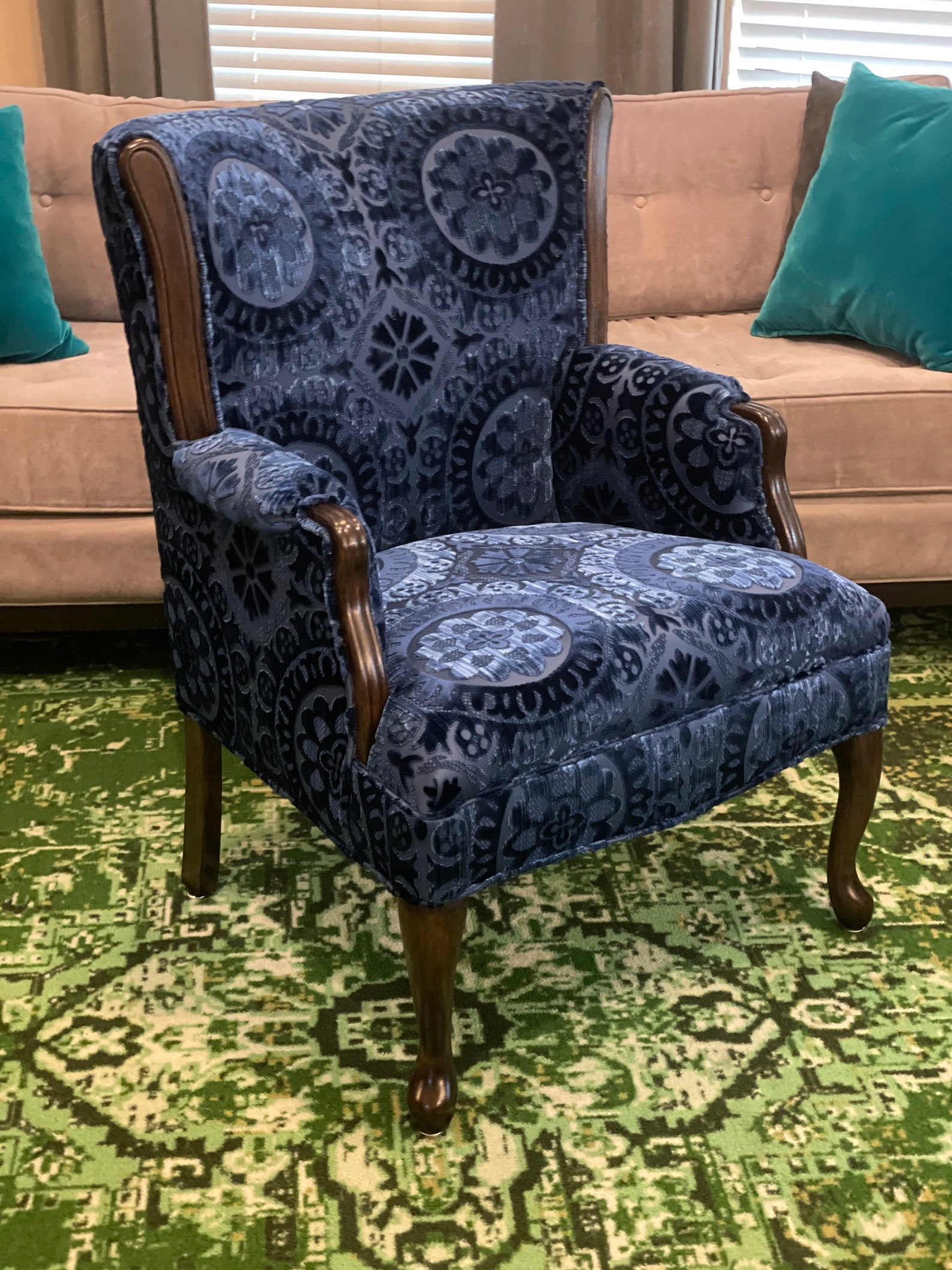 SOLD Can Replicate Blue Vintage Chair Reupholstered and - Etsy