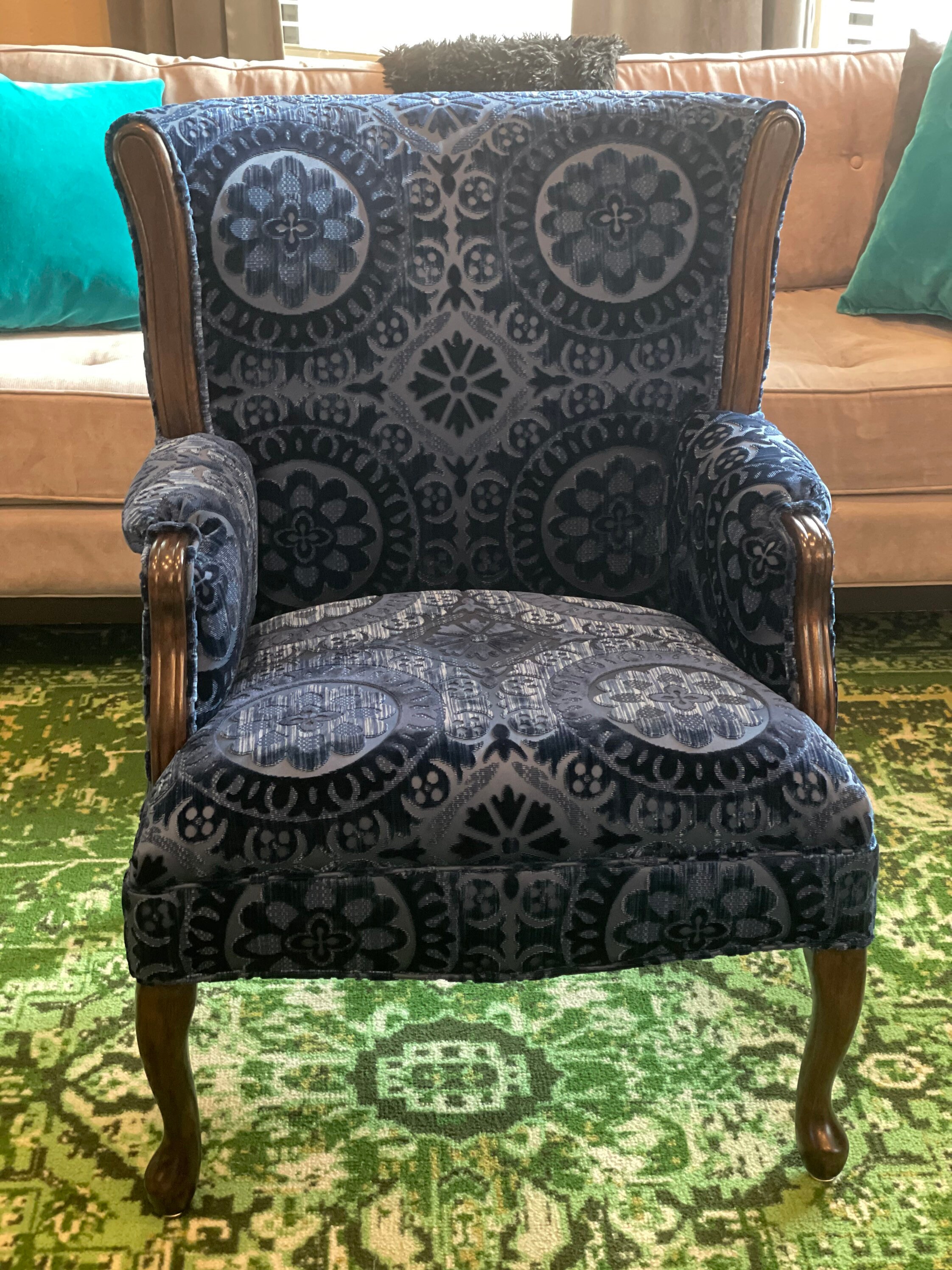 SOLD Can Replicate Blue Vintage Chair Reupholstered and | Etsy