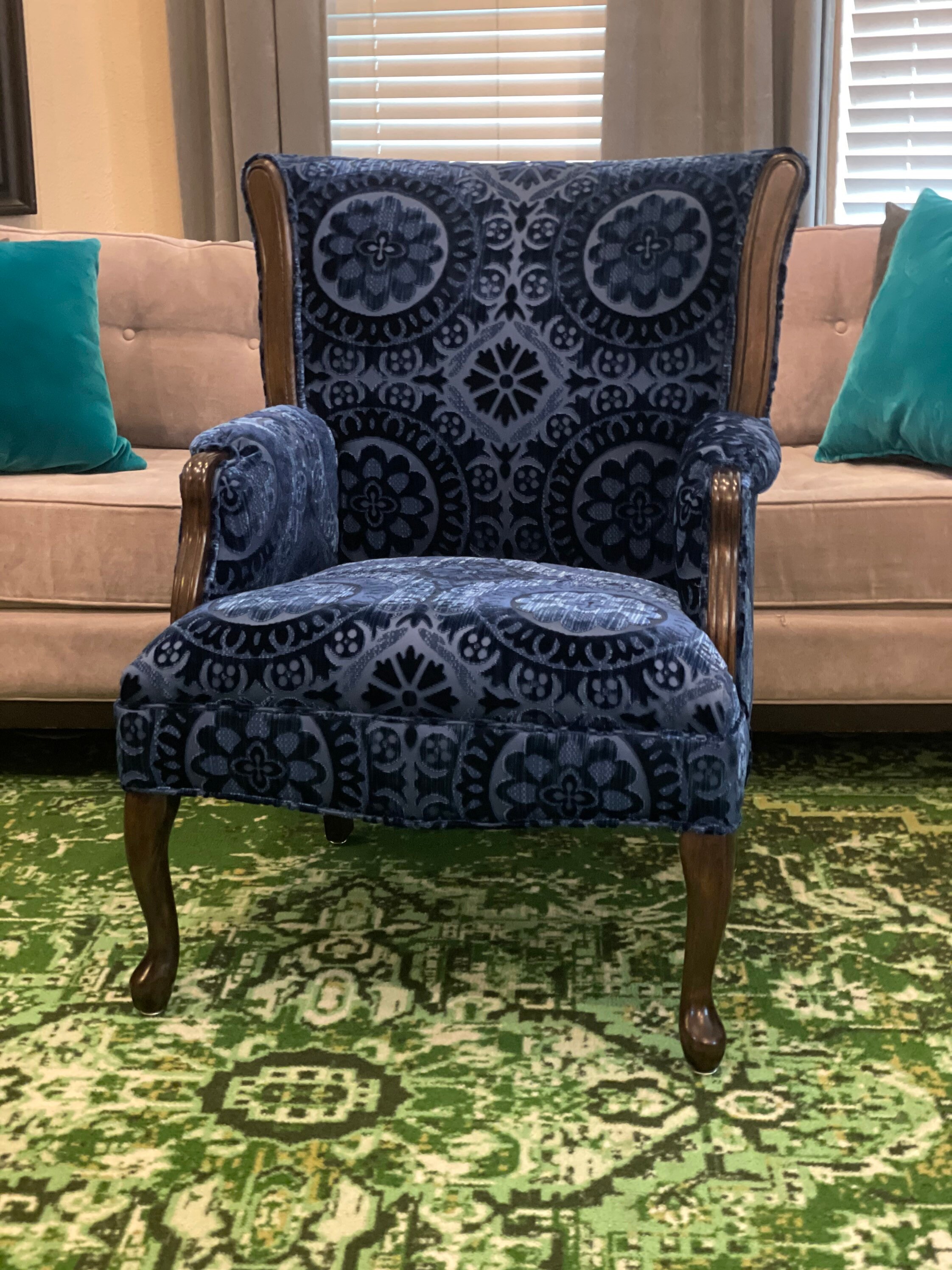 SOLD Can Replicate Blue Vintage Chair Reupholstered and - Etsy