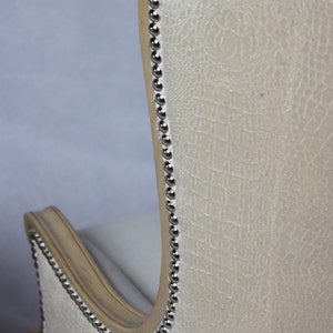 Sold- Pair of Snake Skin Velvet Tufted Wing Back Chairs With Cream ...