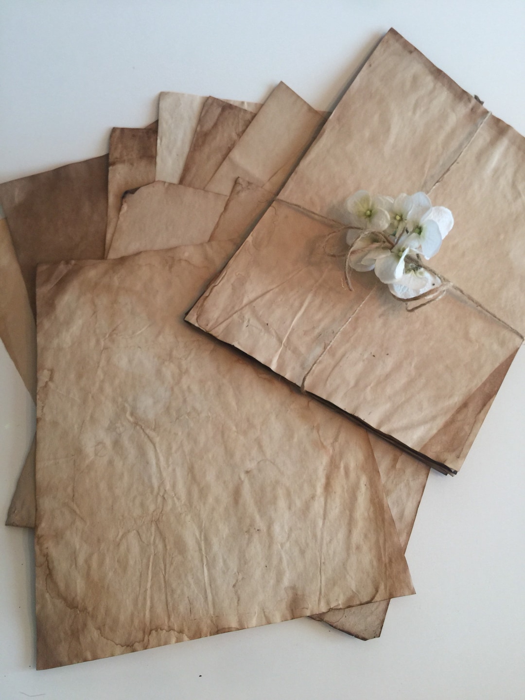 Tea Stained Papers.tea Dyed, Vintage, Rustic Wedding Papers, Antique ...