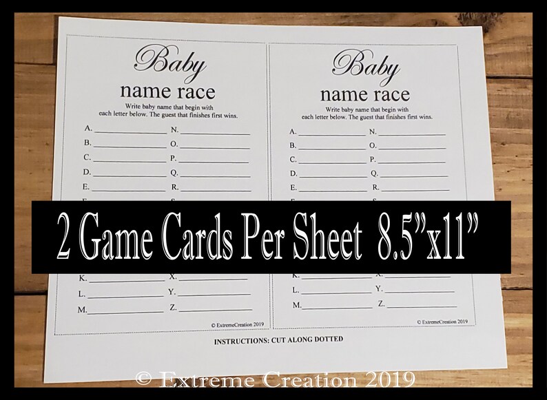 Baby Shower Games Printable Name Race. Baby Shower Game | Etsy