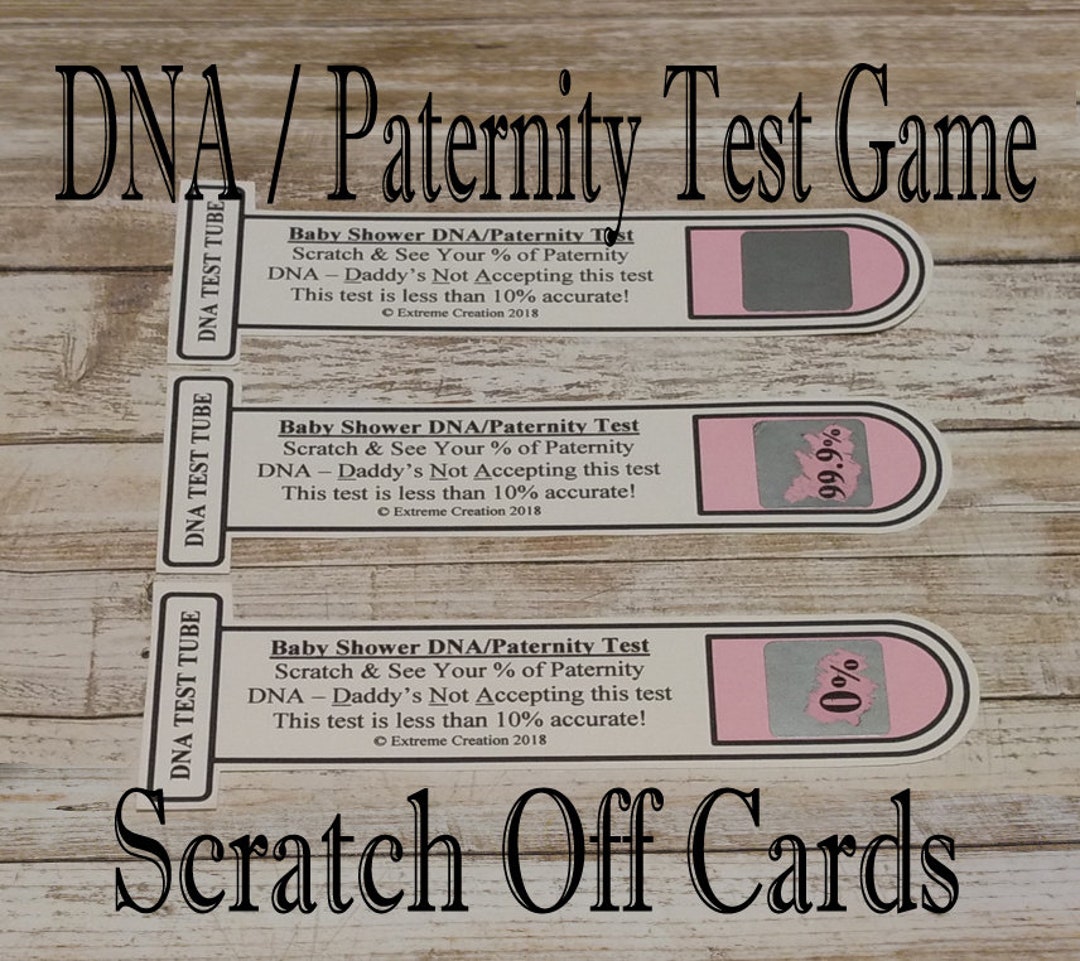 Coed Baby Shower Game - DNA Paternity Test Scratch off Cards - Baby ...