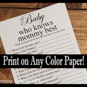 Baby Shower Games Printable Who Knows Mommy Best. Baby Shower Game ...