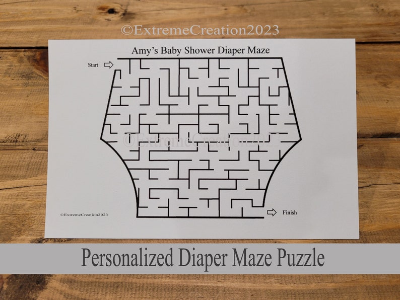 Maze Puzzle Baby Shower Game Diaper - Diaper Maze - Baby Shower Game ...