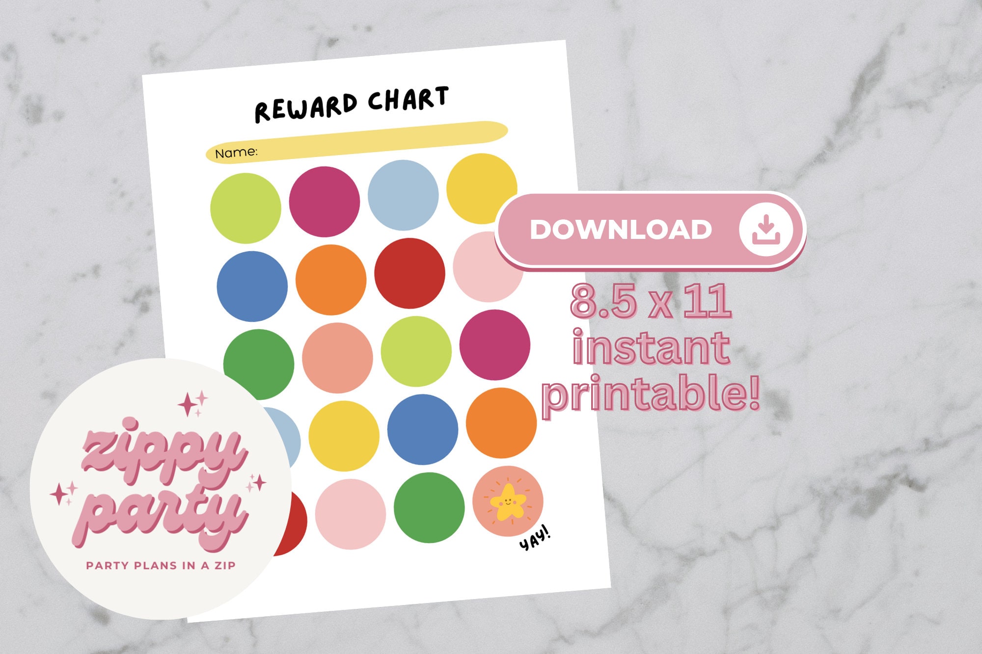 Colorful Printable Reward Chart, Sticker Chart, Behavior Chart, Toddler ...