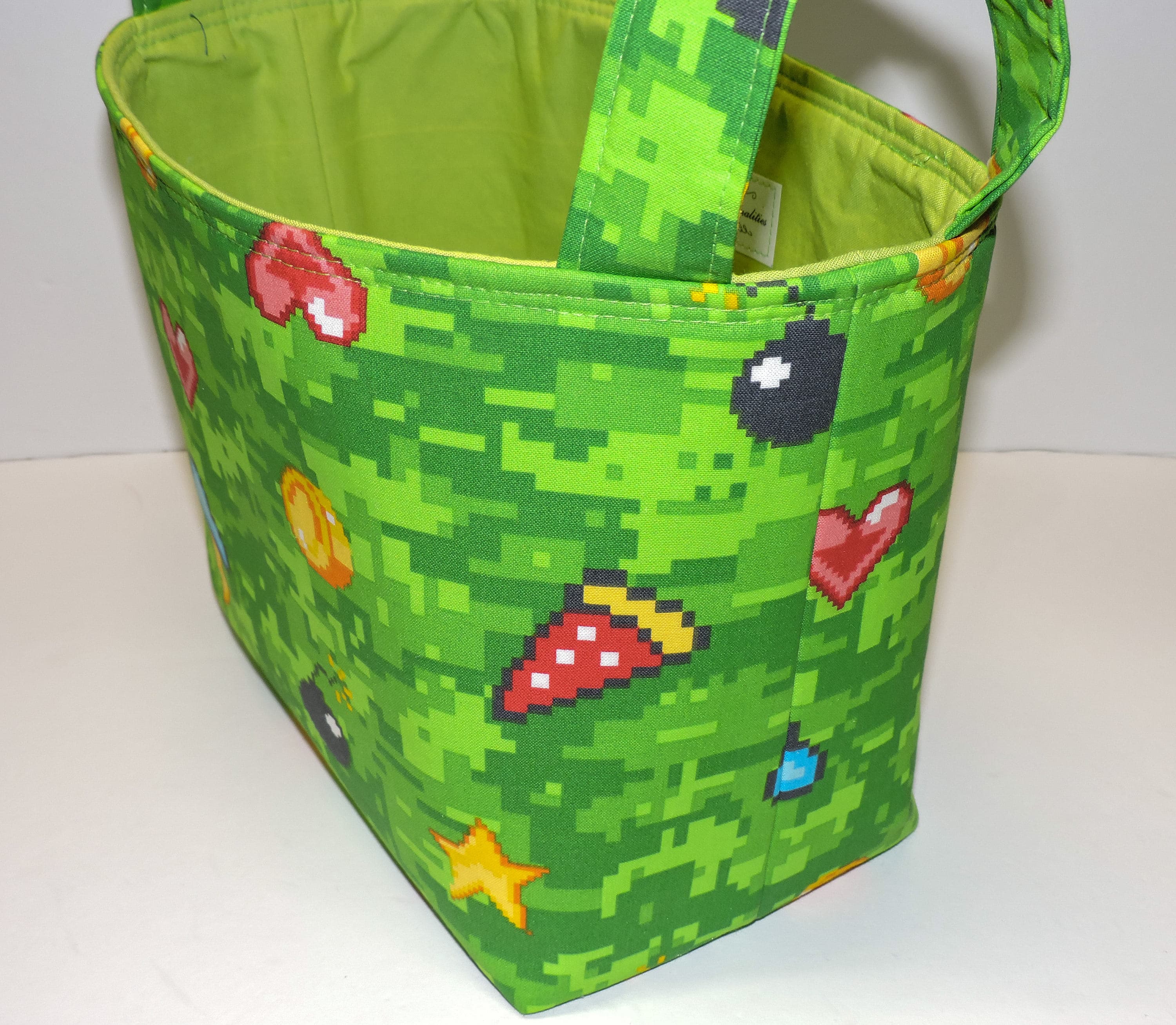 Minecraft with Game Icons Fabric Toy Basket/Tote/Gift Basket ...
