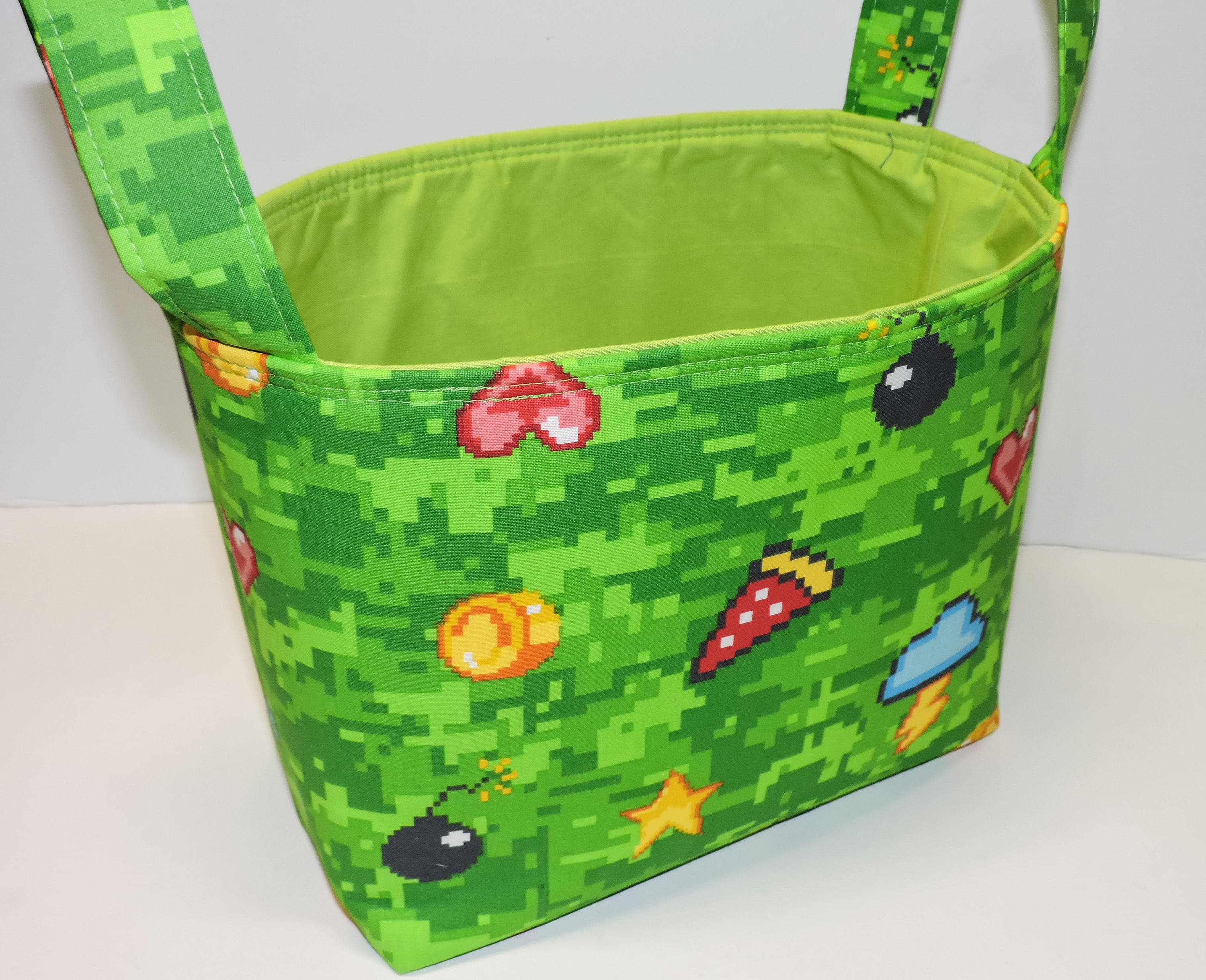 Minecraft with Game Icons Fabric Toy Basket/Tote/Gift Basket ...
