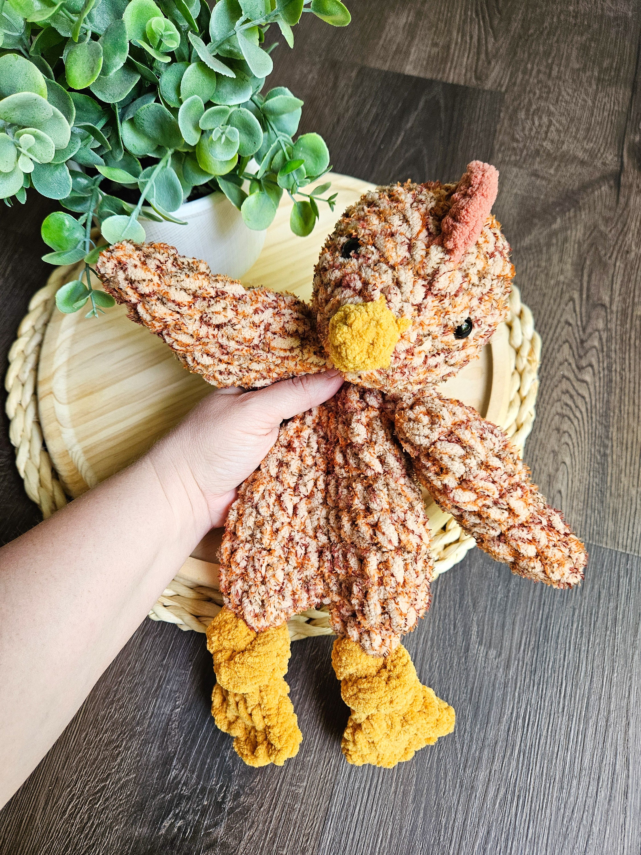 Crochet Chicken Snuggler | Handmade Chicken Lovey | Crochet Farm Animal ...