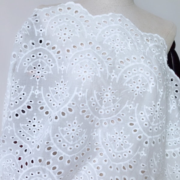 White Cotton Eyelet Fabric - Etsy