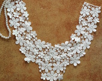 Beige Cotton Lace Collar Emboridery Collar Appliques 1 Pair | Etsy