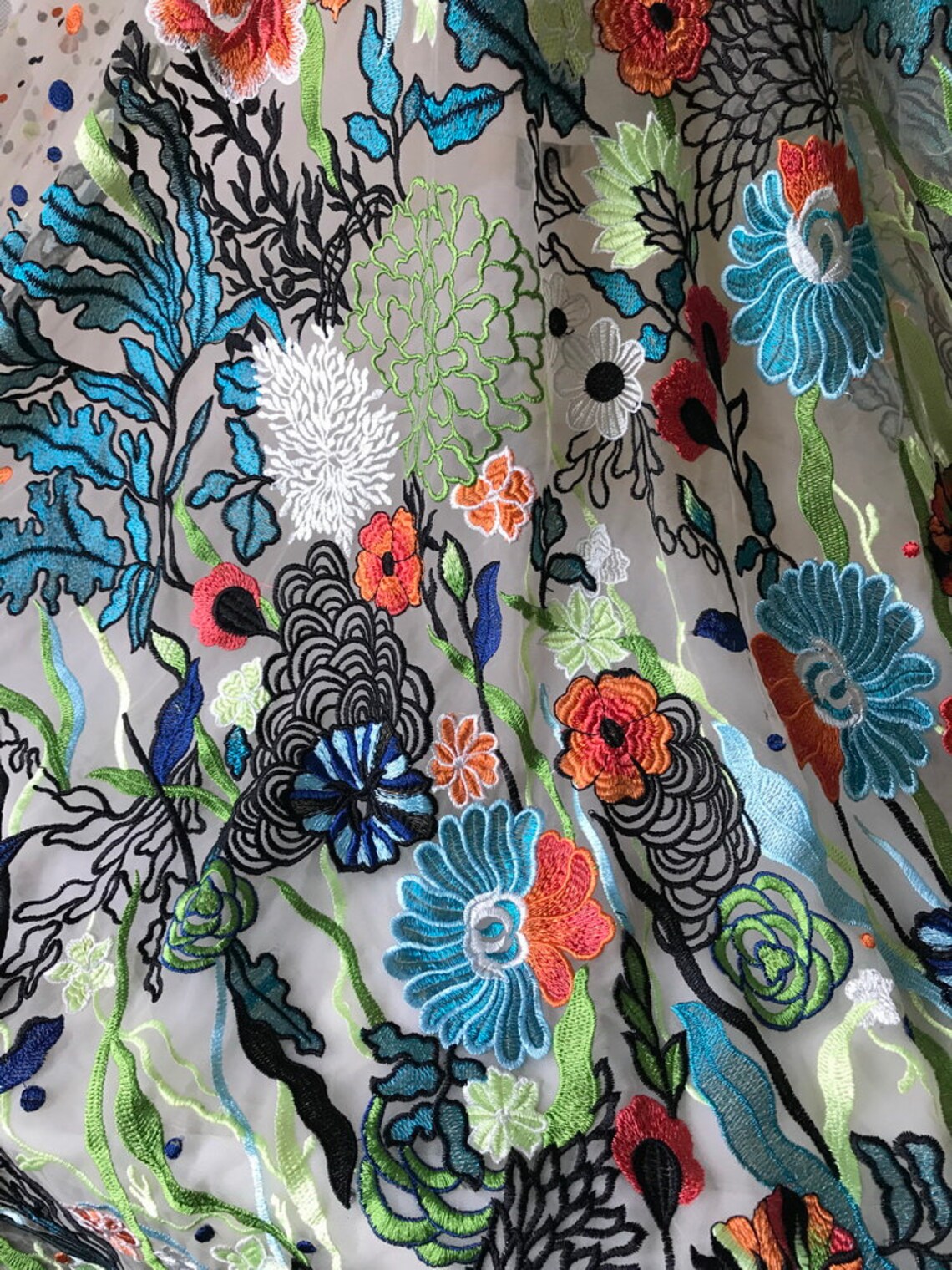 High-quality Lace Fabric Beautiful Multicolor Embroidered Lace | Etsy