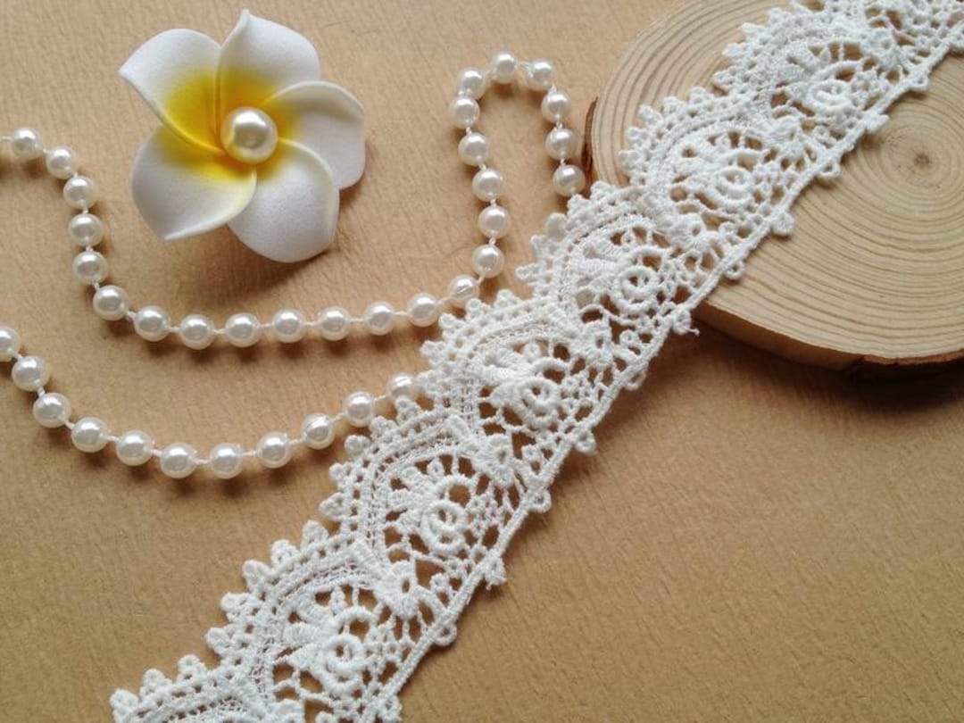 Cotton Lace Trim, White Lace Trim, Retro Embroidered Lace, 2 Yards - Etsy