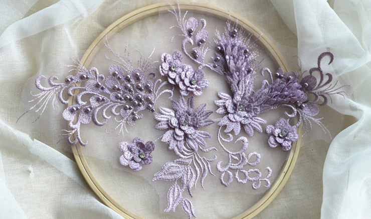 3D Flowers Lace Applique Beaded and Embroidered Appliqué - Etsy