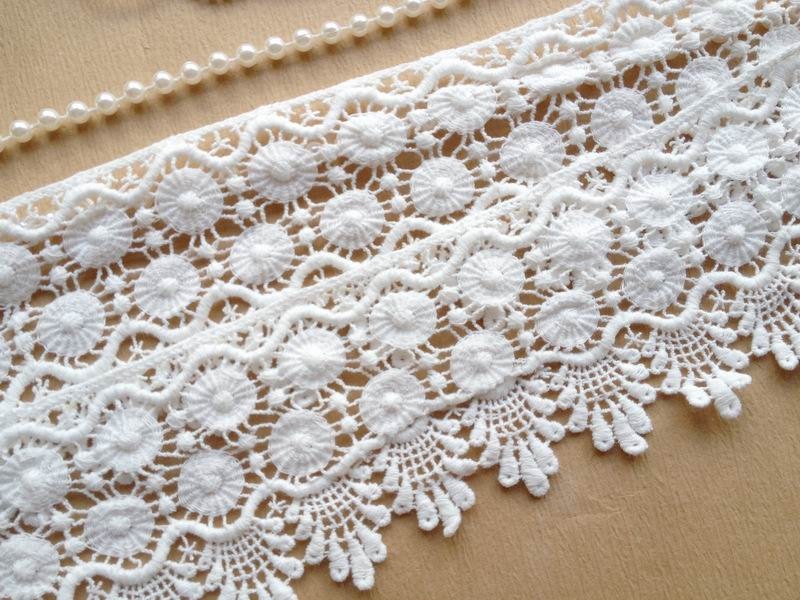 White Cotton Lace Fabric Retro Small Circle Lace Trim White - Etsy