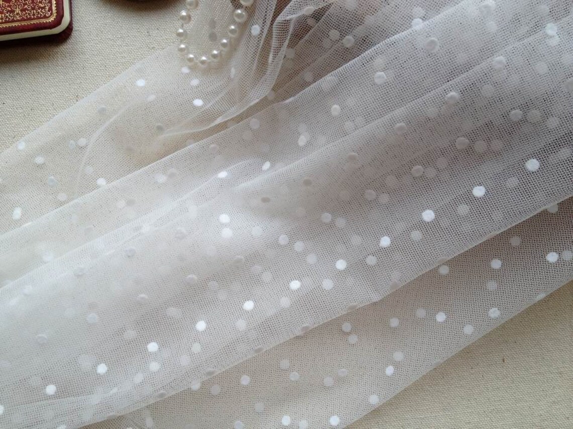 Off White Lace Fabric Soft Mesh Dot Lace Fabric Wedding | Etsy