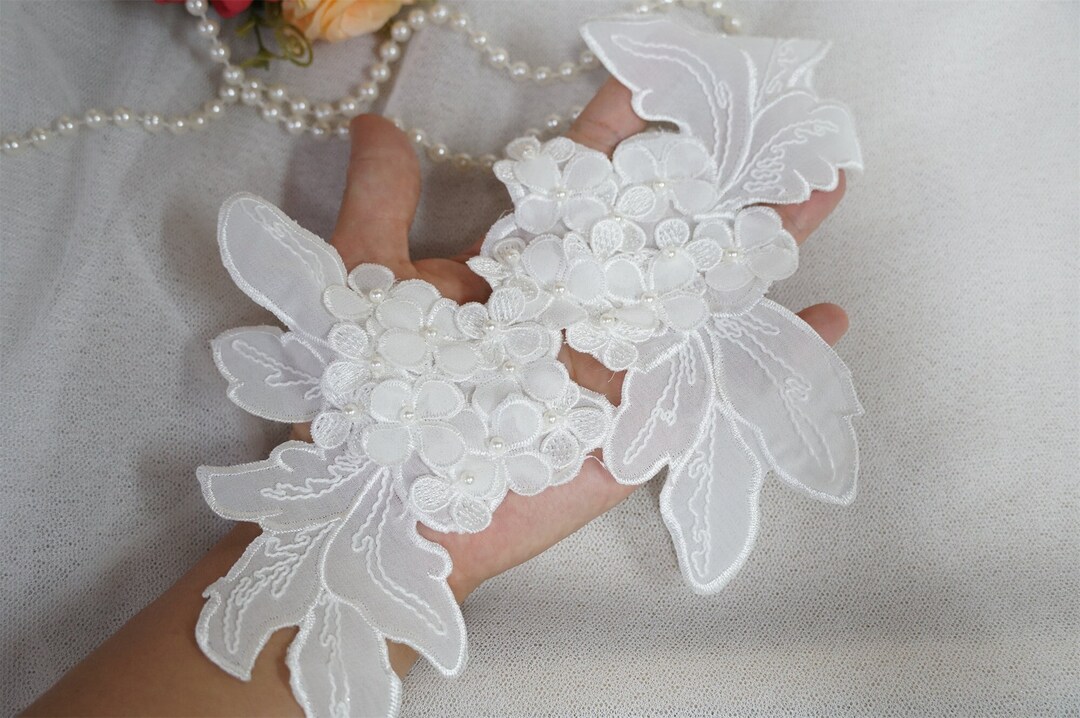 3D Flower Beaded Appliques, Hydrangea Patch Appliqué, Sewing Applique ...