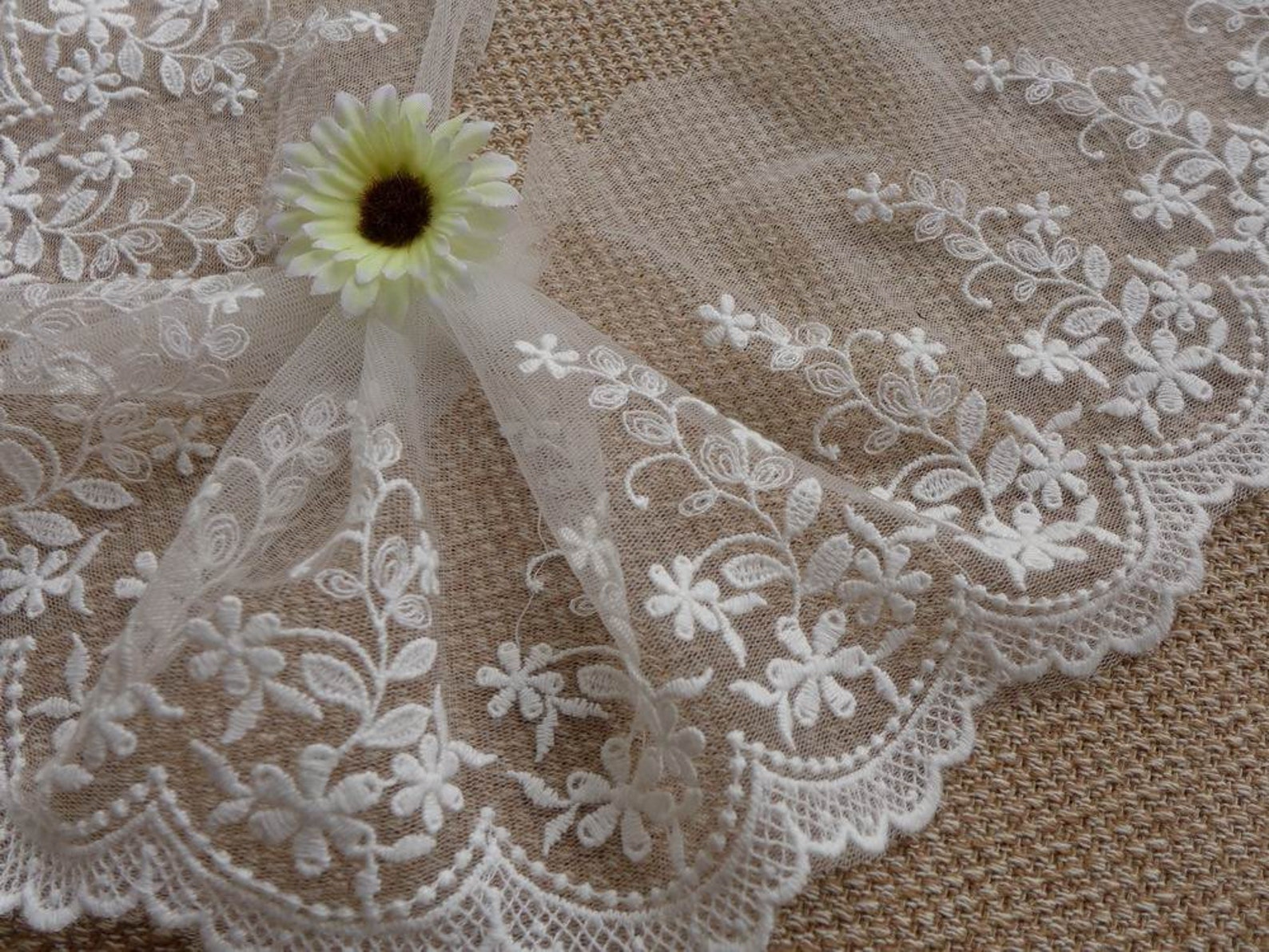 Exquisite Floral Embroidered Lace Trim in White for Weddings - Etsy