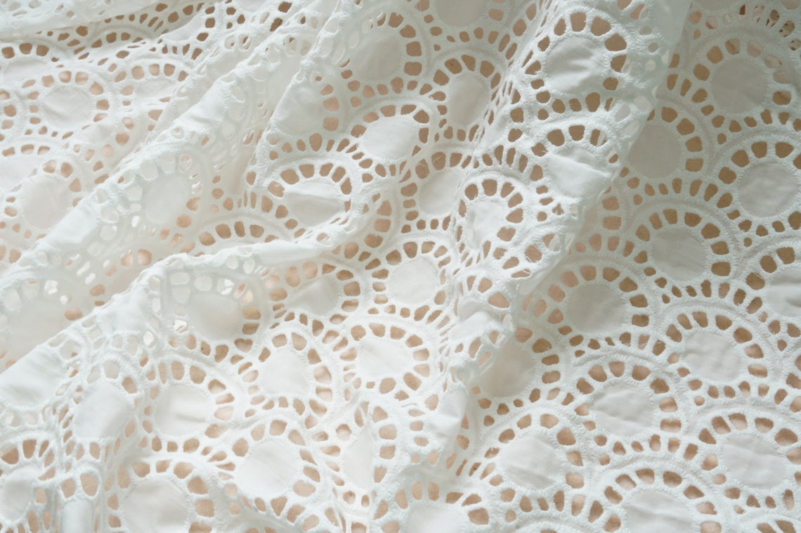 Cotton Fabric Off white Circle Pattern Fabric Cotton | Etsy