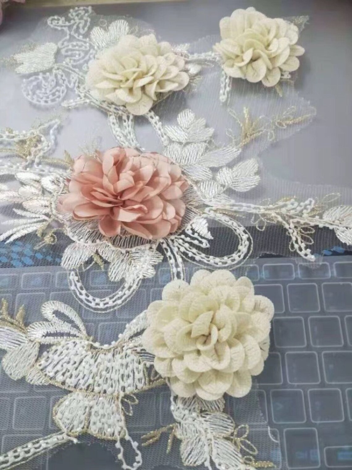 Large Applique 3d Flower Trim Applique Back Applique Dress - Etsy