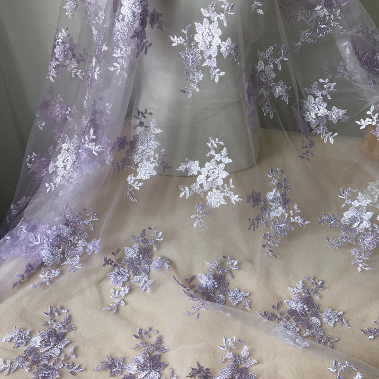 Bridal Floral Fabric Lavender Lace Fabric for Bridesmaid Gown - Etsy UK