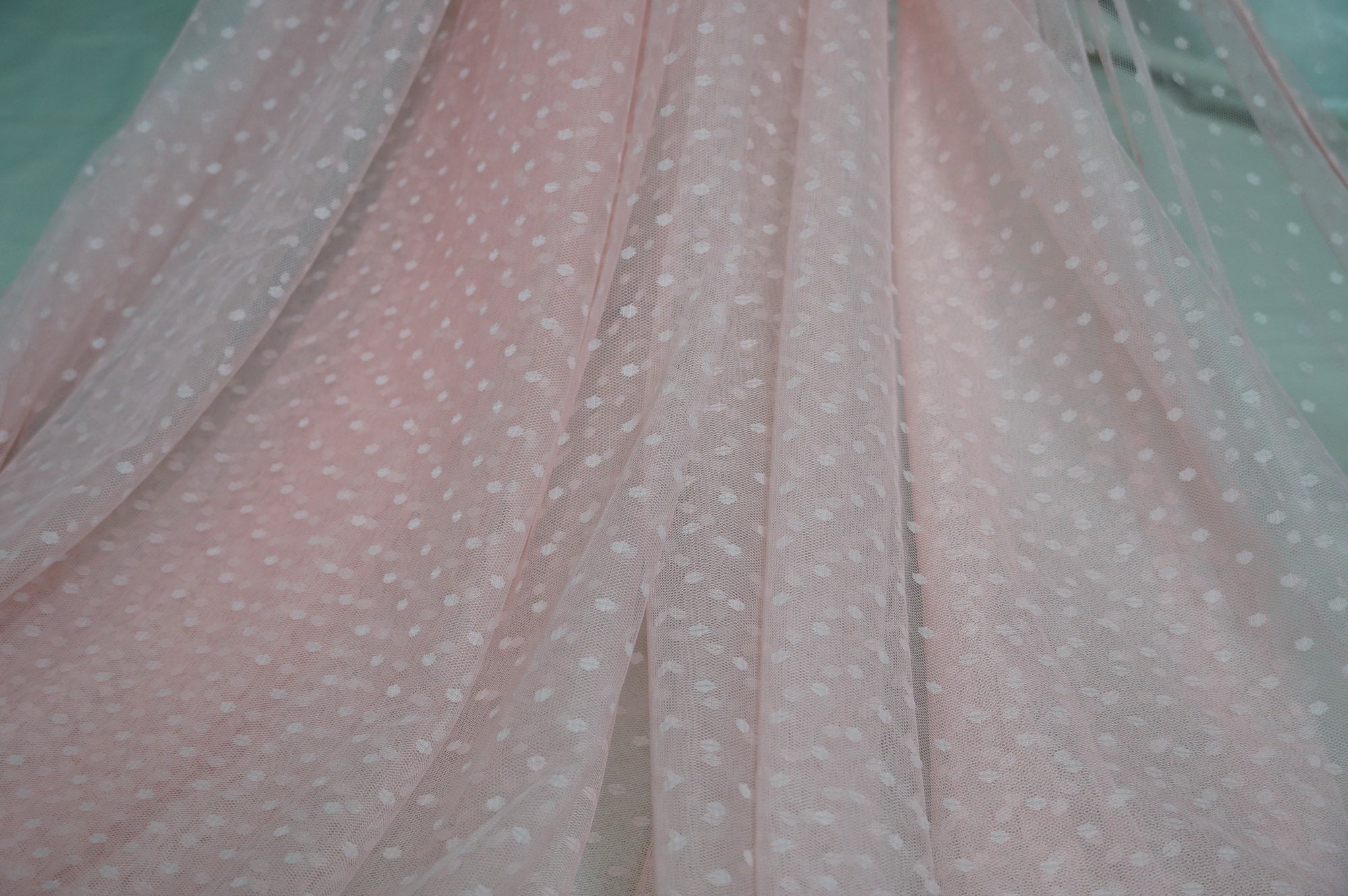 Polka Dot Lace Fabric, 59" Wide Tulle Fabric, Retro Polka Dot Tulle ...