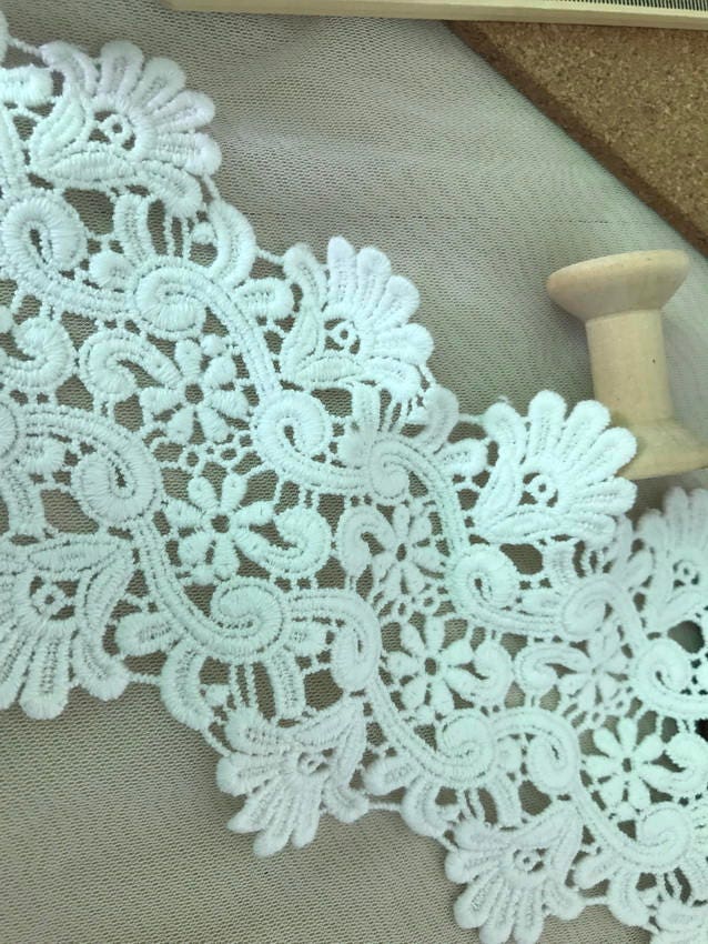 Cotton Lace Hollowed Scalloped Lace Trim in off White for Doll Dress ...