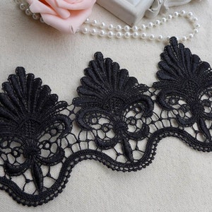 2 Yards 4.33" Unique Black Venise Venice Lace Trim With Scallop Shell ...