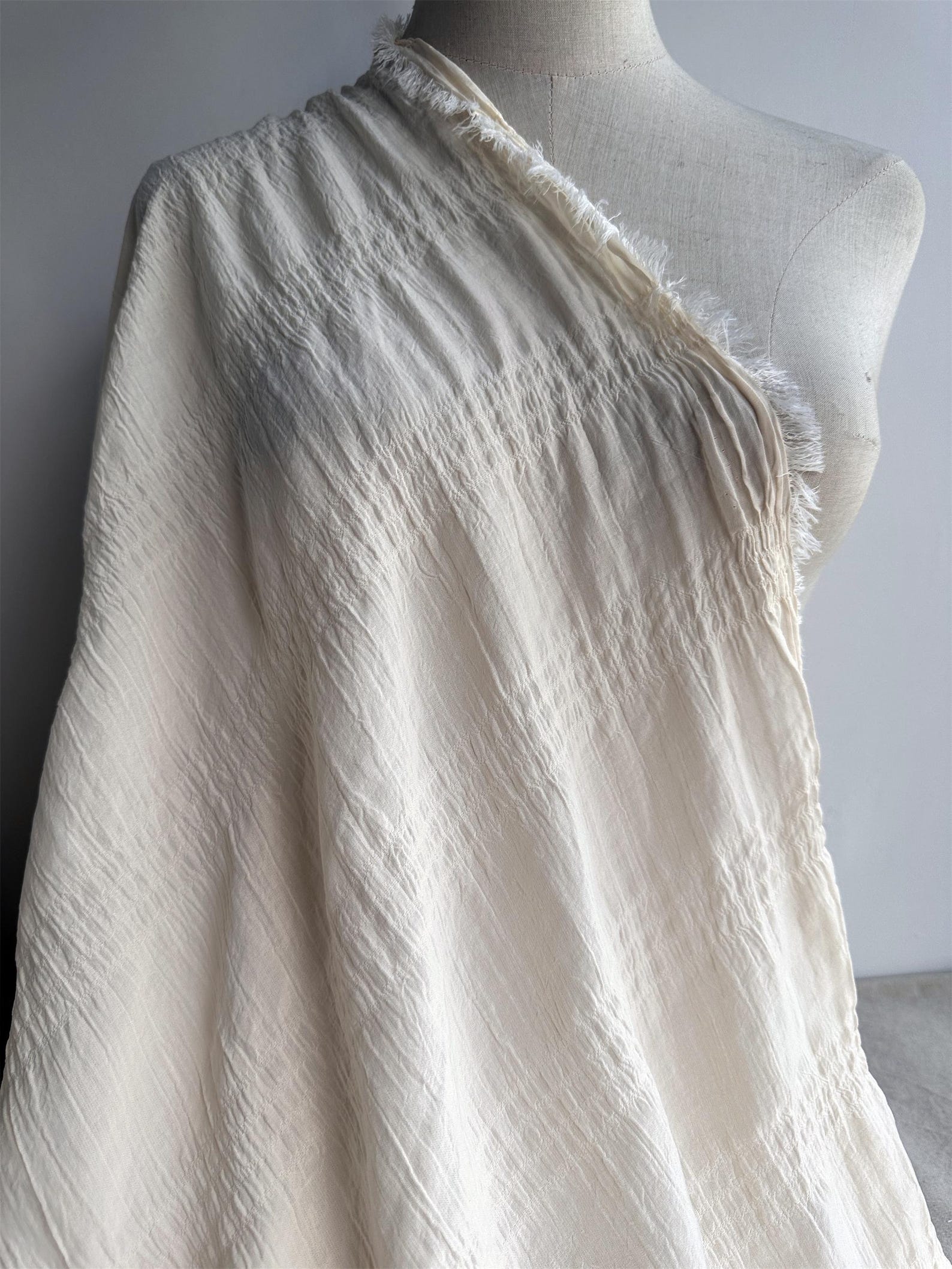 Crinkle Crepe Fabric, Light Peach Ruffled Lace Fabric, Soft Crepe ...