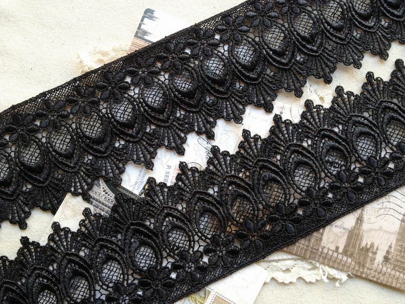 Antique Lace Trim Victorian Venice Lace in Black for Bridal | Etsy