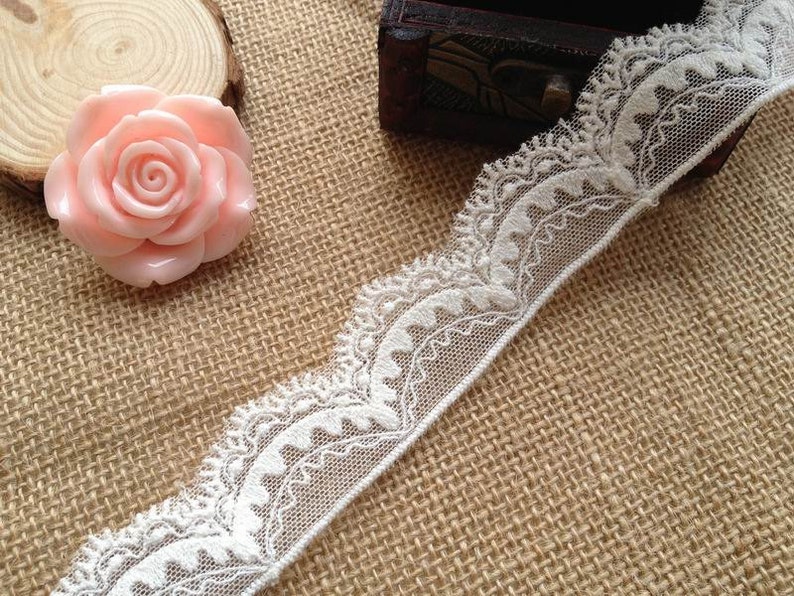 White Thread Lace Embroidered Lace Trim for Bridal Baby - Etsy