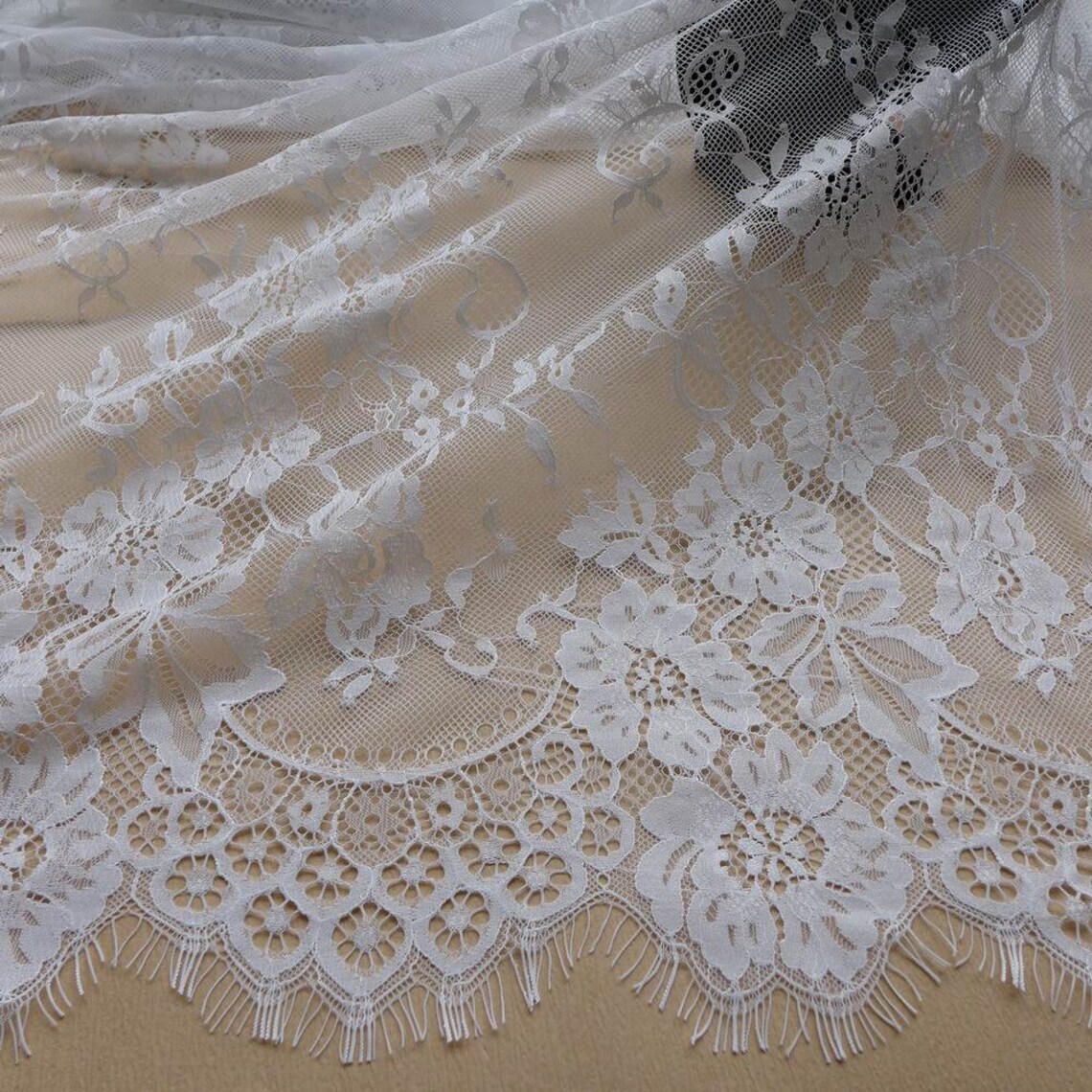 White Lace Fabric Beautiful Chantilly Fabric Bridal Wedding | Etsy